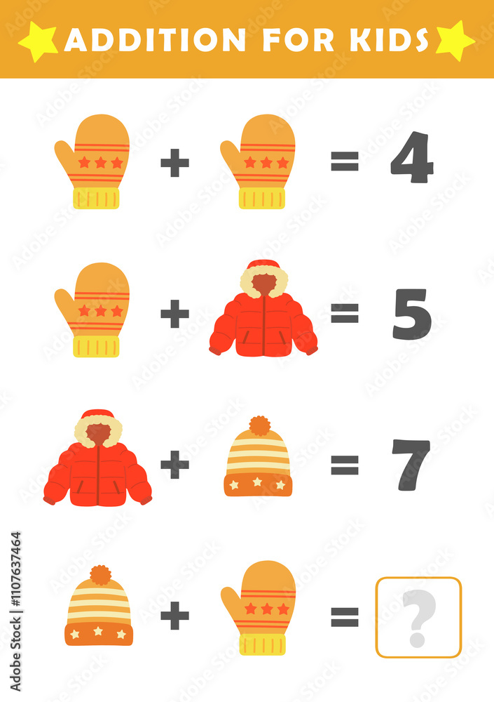 Winter activity sheet. Addition for Kids. Fun Math Logic Puzzles for ...