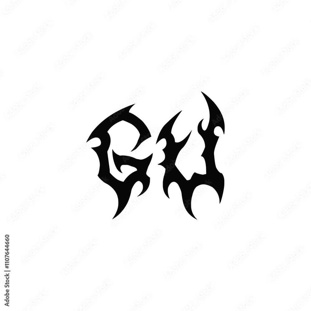 GU monogram logo design letter text name symbol monochrome logotype ...