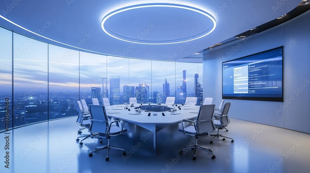 Concept of a high-tech conference room with emphasis on advanced ...