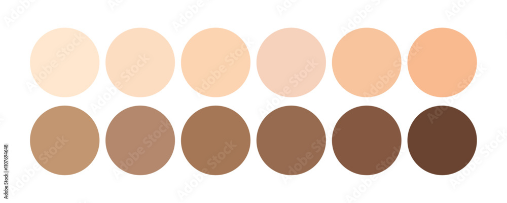 Human skin color palette set fair to dark color in circle on white ...