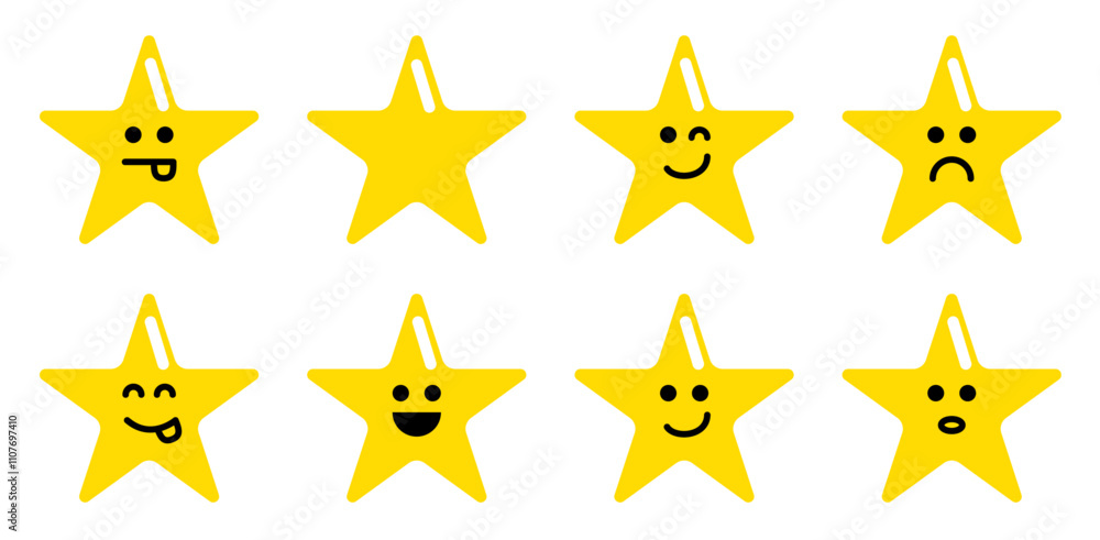Emoticons stars with emotions like happy, sad, smile, shocked, stick ...