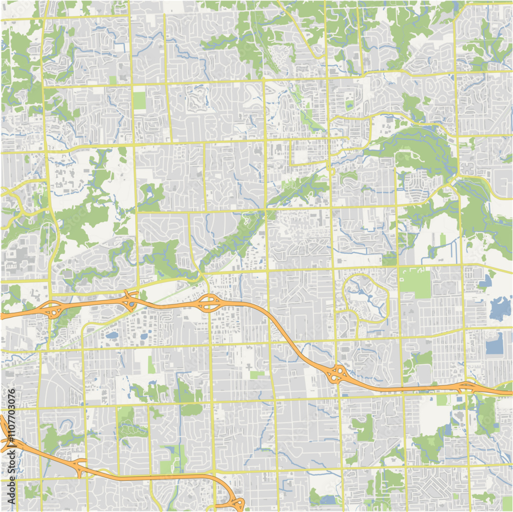 Map of Rochester Hills in Michigan in a normal road map style. Contains ...