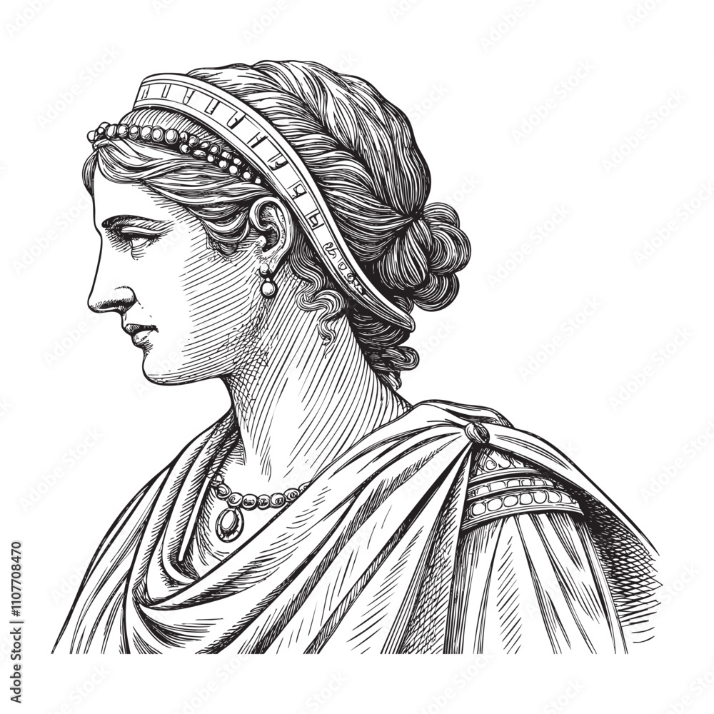 Ancient Greek Woman sketch hand dawn drawing vector illustration Stock ...