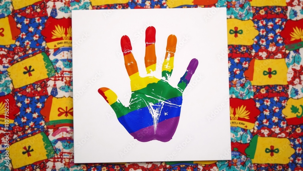 Rainbow-colored thumbprint artwork promoting diversity and anti-racism ...