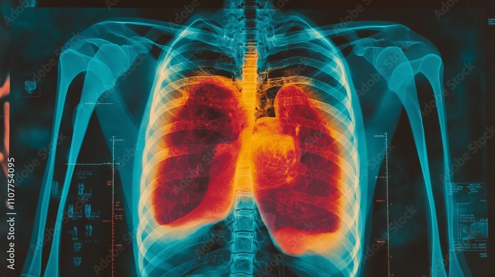 Stock-Illustration „X-ray image of a human chest, showing the heart and ...