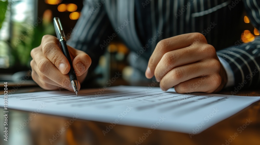 businessman marks checkboxes the survey form check marks on a checklist ...