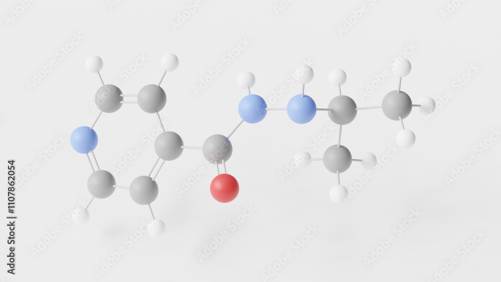 iproniazid molecule 3d, molecular structure, ball and stick model, structural chemical formula ...