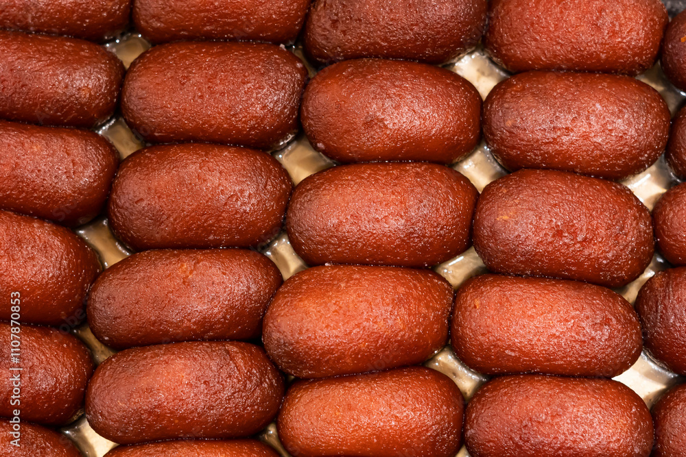 Gulab Jamun or Kalojam texture closeup top view of indian, pakistani ...