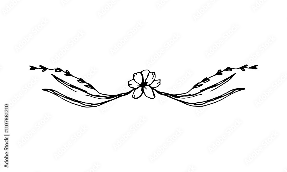 Ornate floral border divider for decorating postcards, invites, banners ...