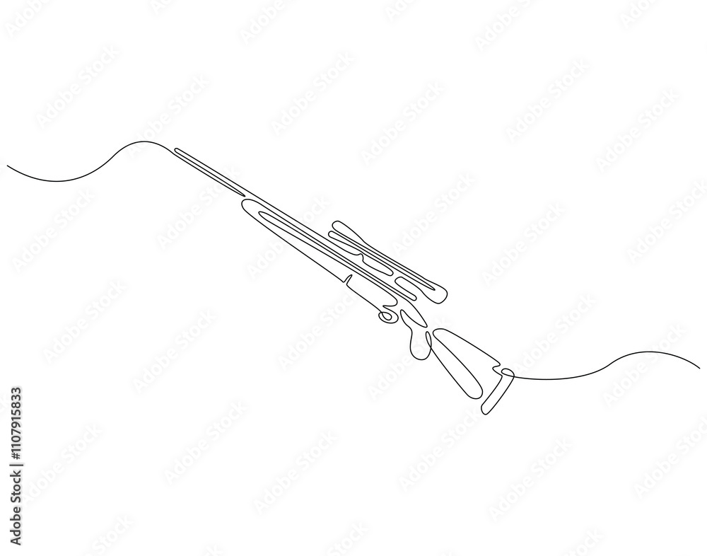 Стоковое векторное изображение «Continuous one line drawing of sniper ...
