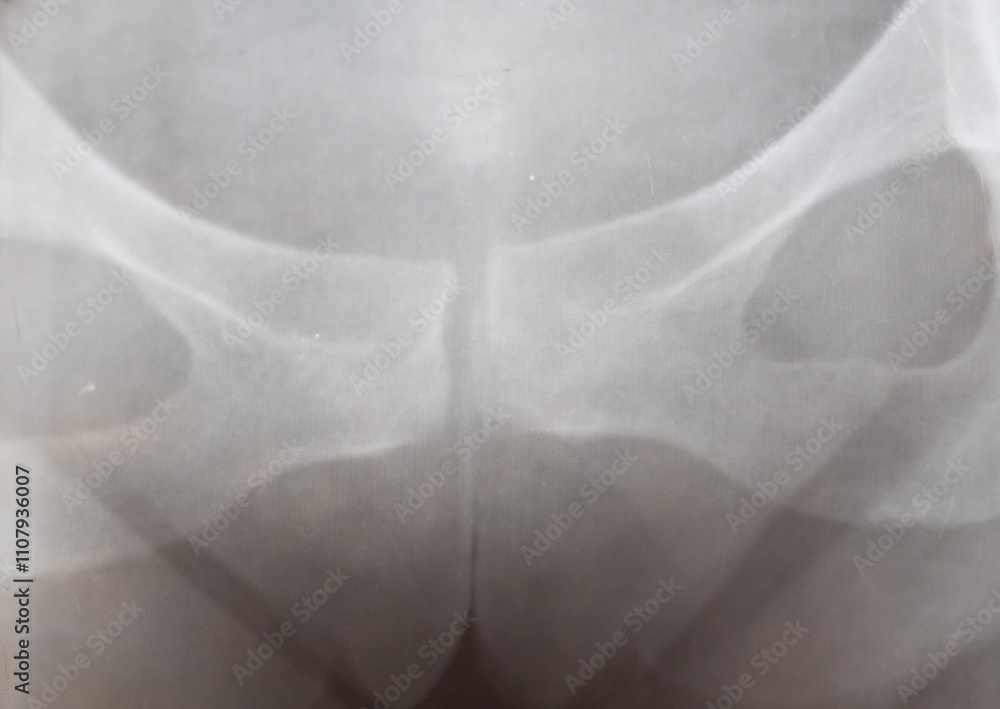 Female pelvis X-Ray. Digital radiograph of a female pelvis bones. Stock ...