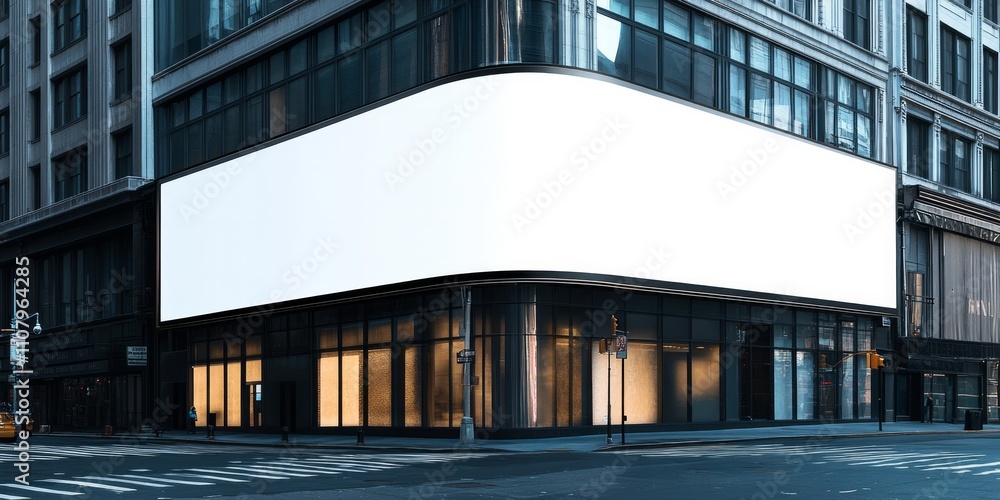blank white billboard mockup that wraps around the corner of a building ...