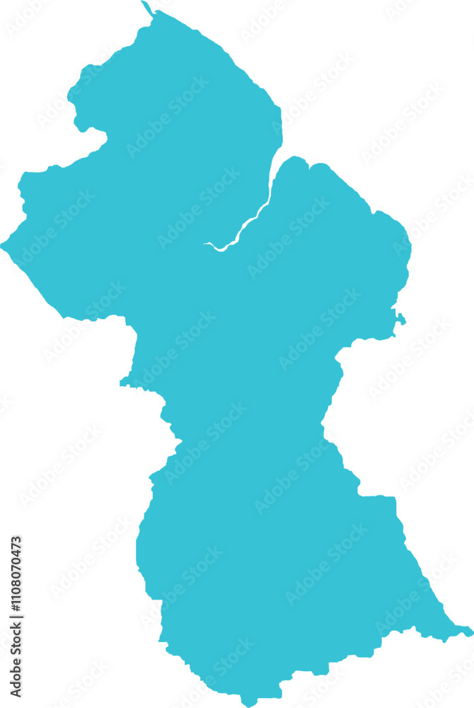 Guyana MAP in Blue, Country Border, Guyana Map, Border line of Guyana ...