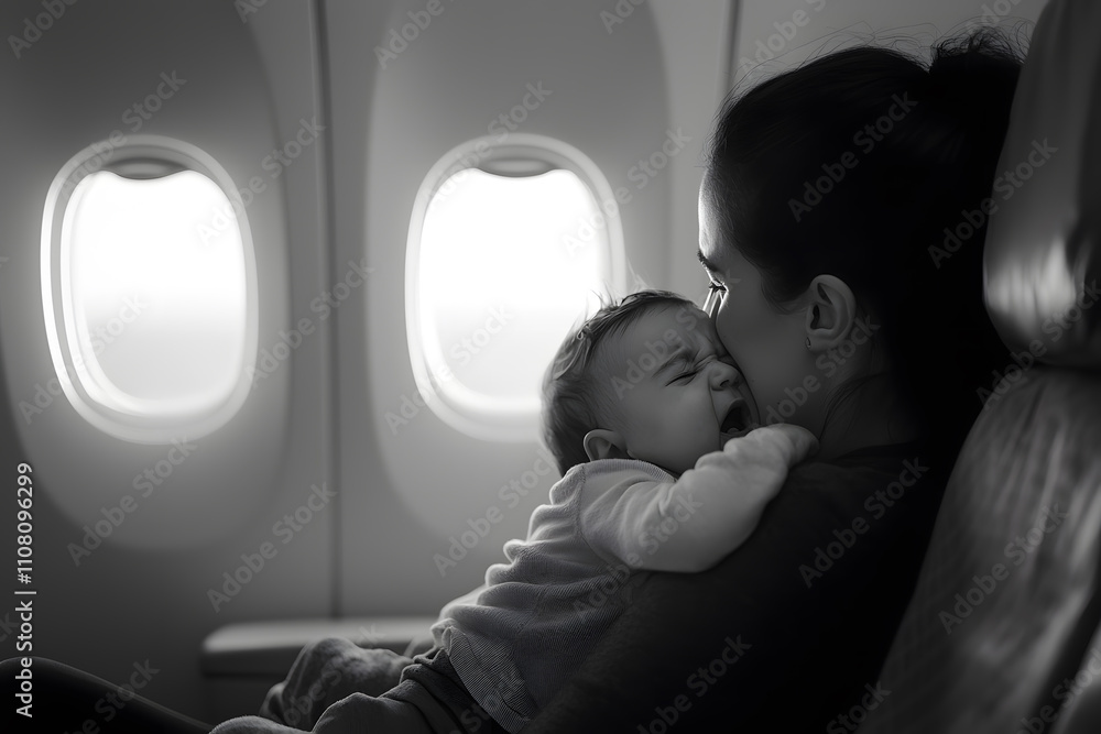 Baby Crying in Mother’s Arms on a Plane - Emotional Moment of Comfort ...