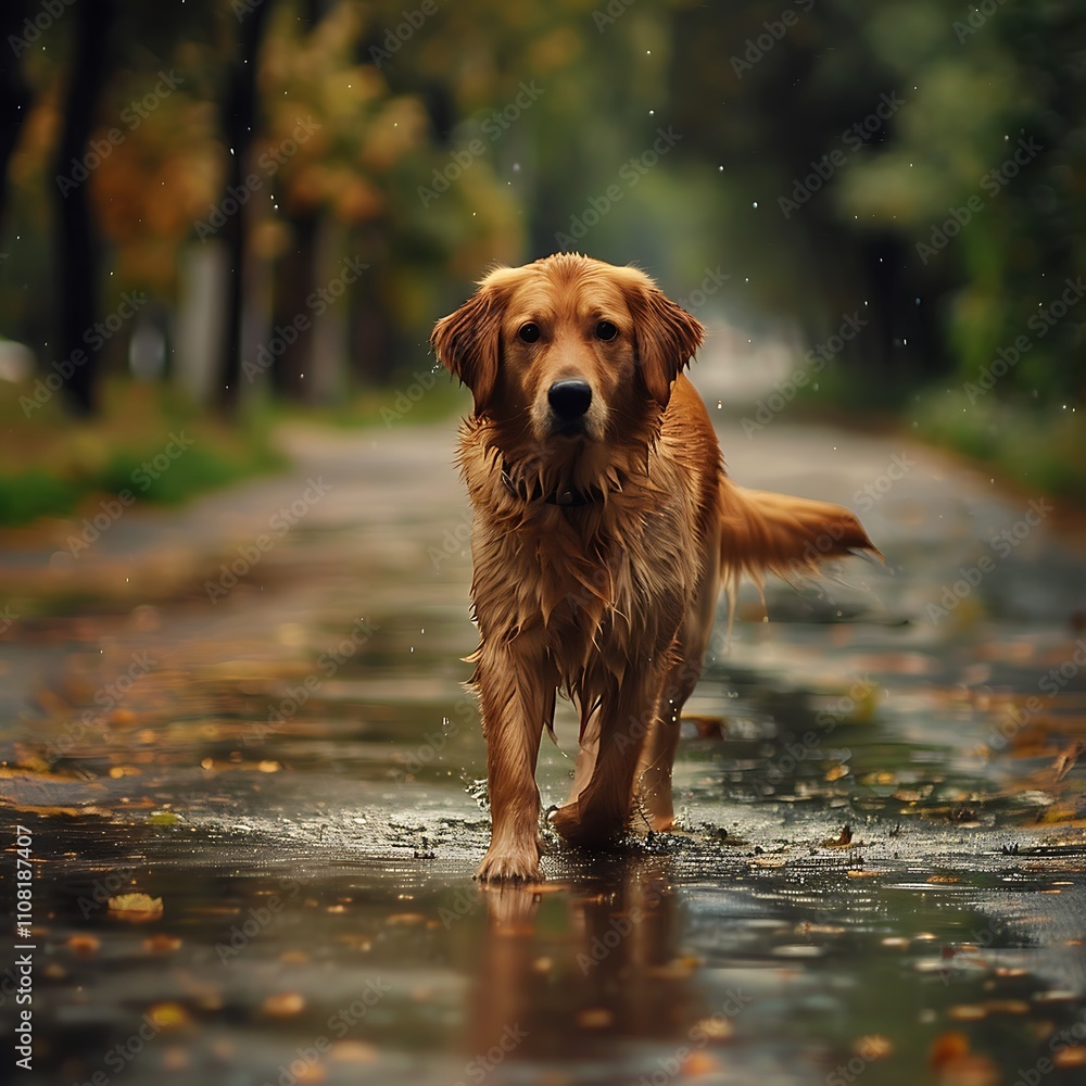 Heartwarming HD 4K PC Wallpaper of a Dog Walking in the Rain, With ...
