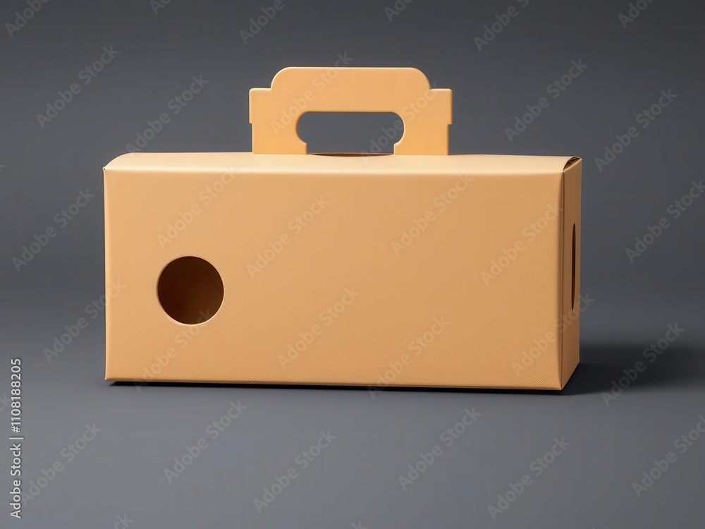 Carton box dieline mockup for bottle packaging with handle and die cut ...