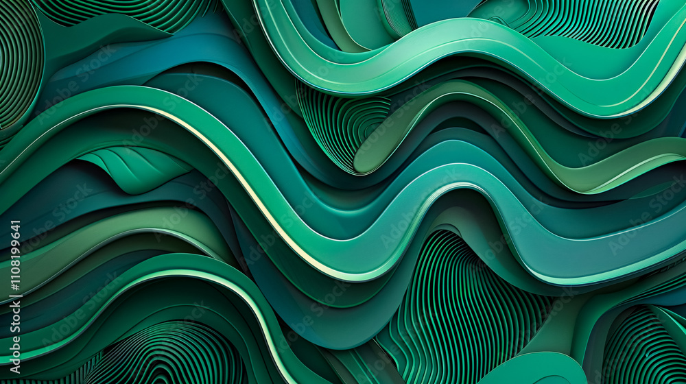 Green Curve Patterned Background: Illustration of a green background ...
