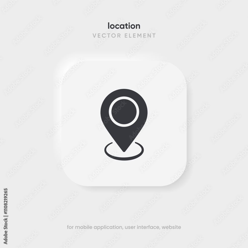 Target pin point icon. Red map location pointer icon symbol sign. Gps marker with isolated white ...