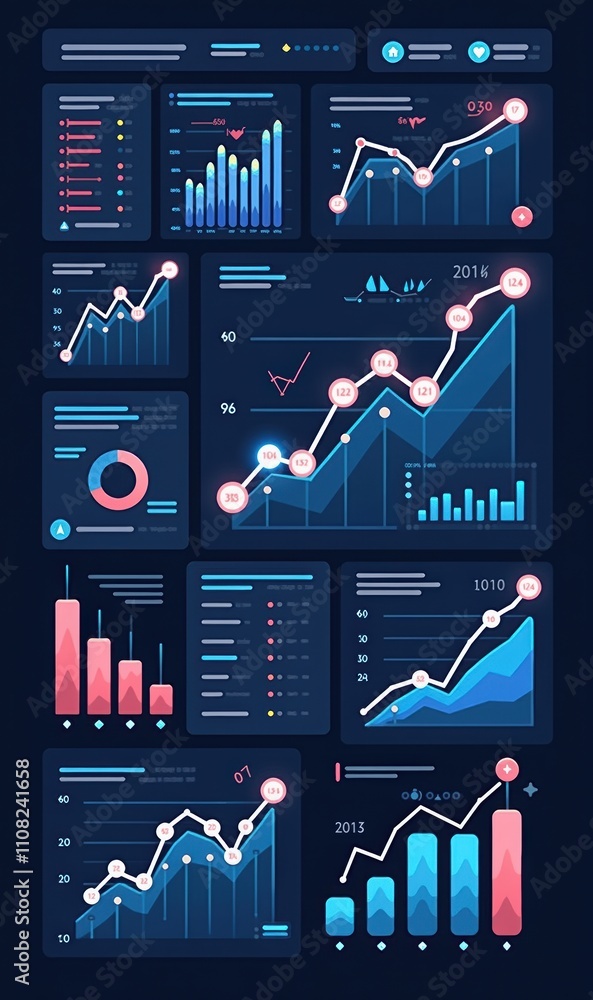 Modern data visualization dashboard featuring charts and graphs ...