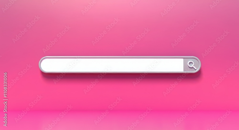 Minimalist white search bar on a vibrant pink background, ideal for web ...