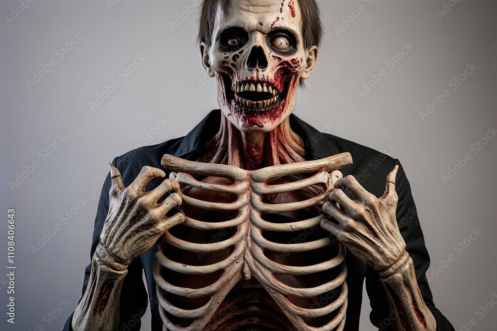 Hyper-Realistic Zombie Chest Prop with Exposed Ribs and Grabbing Hands ...