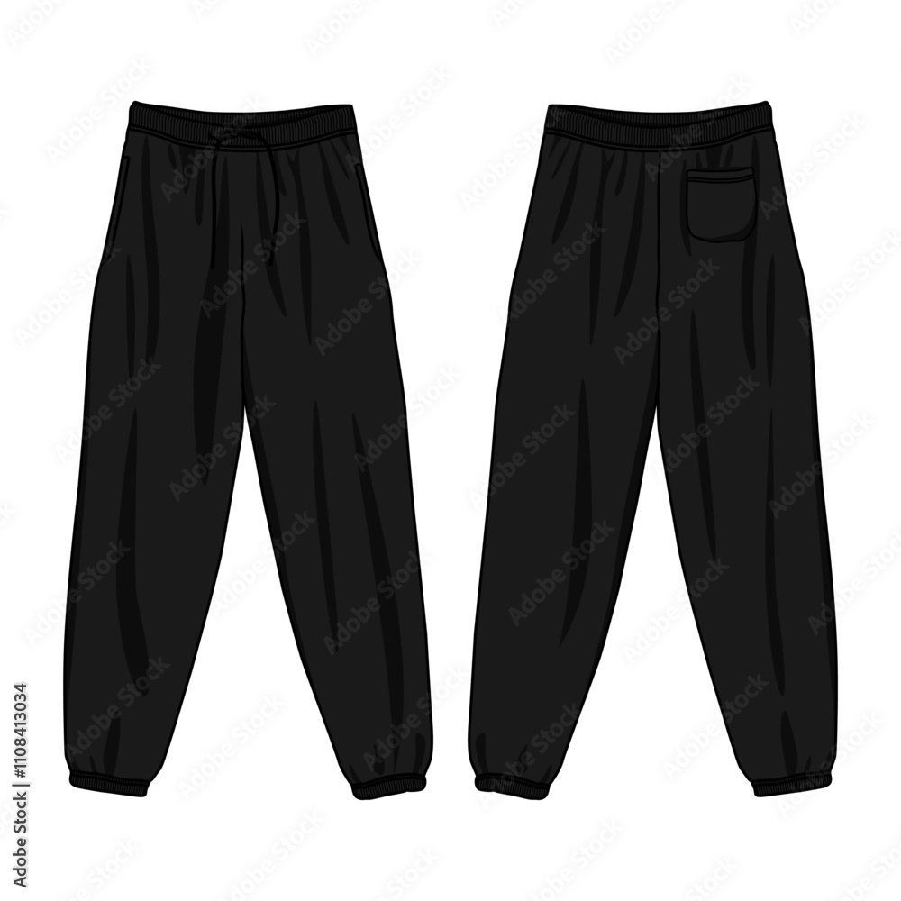 Sweatpants technical drawing fashion flat sketch vector illustration ...