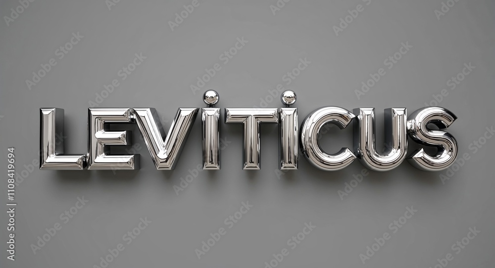 Leviticus word 3d shiny silver metallic lettering render on plain ...