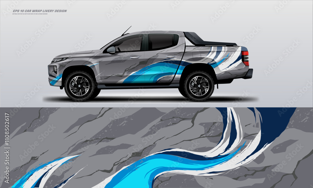 Sporty pick up truck car wrap livery design ready print decal fit on ...