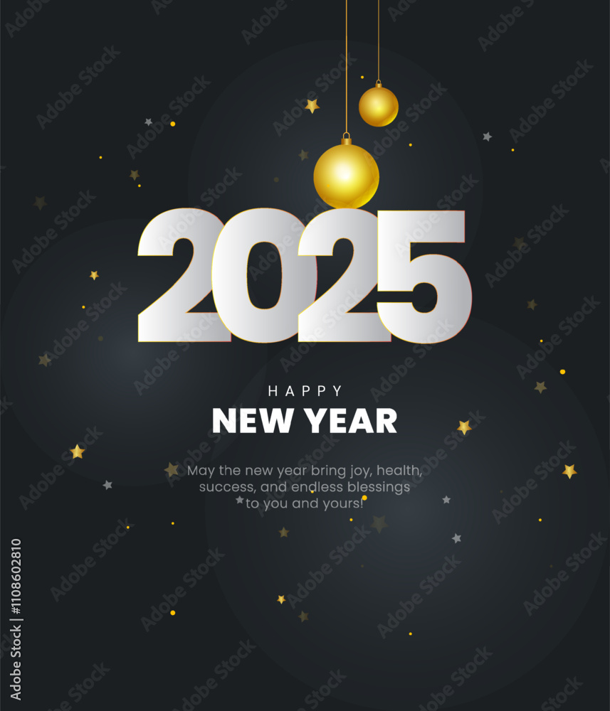 Happy New Year 2025 background banner. Premium vector design for Happy New Year 2025 greetings ...