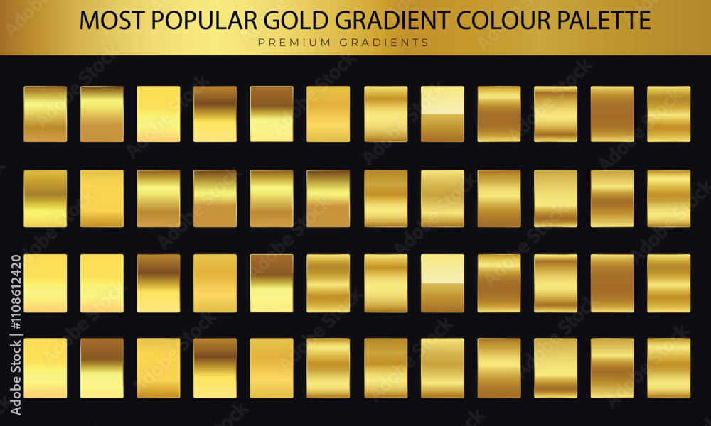 Luxury gold gradients collection vector. Golden gradients set of metallic festive gold vector ...