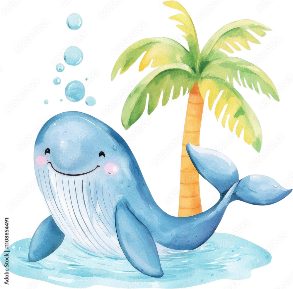 Watercolor illustration clipart of a smiling turtle wearing a sun hat ...