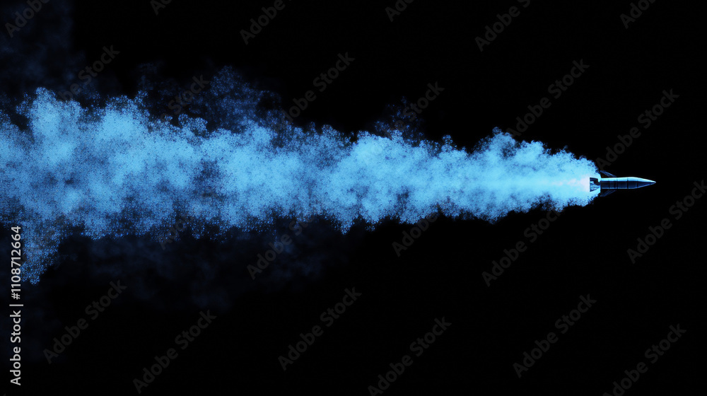Jetpack smoke cloud trail with blue fire vector effect. Rocket speed ...