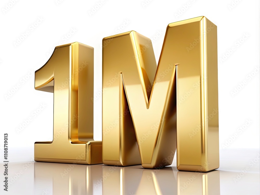 3D Golden 1 Million Digit, Luxury Number One Million, Gold Number 3D ...