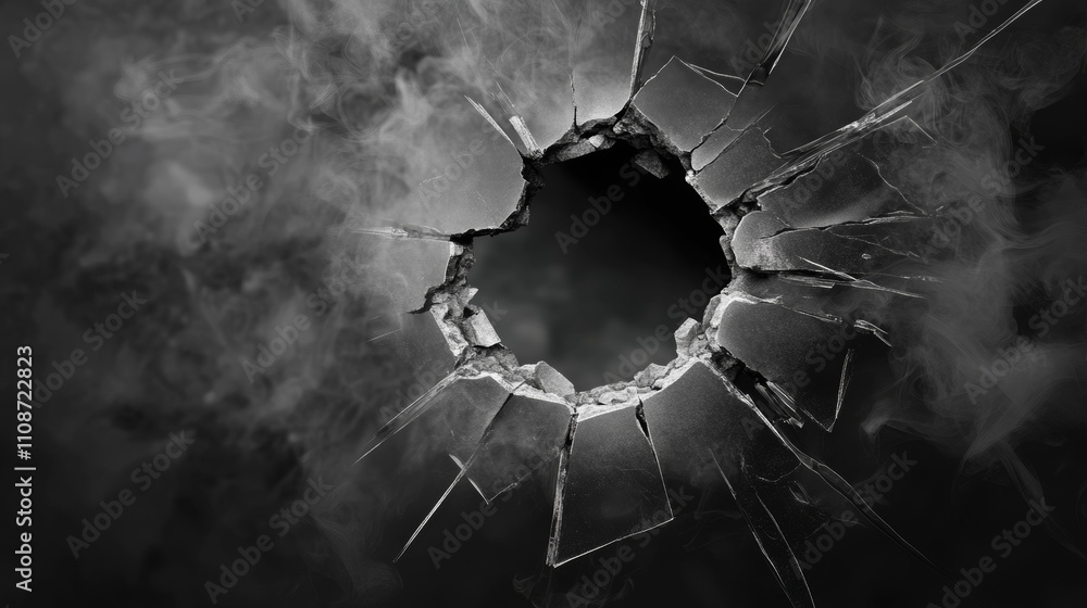 Gun bullet hole from shot. Weapon target mark 3d illustration. Isolated ...