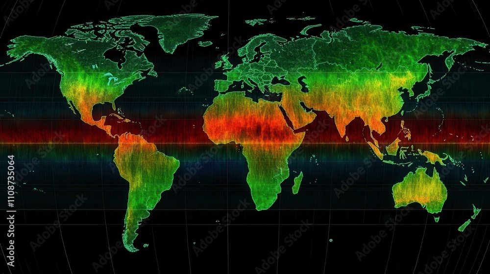Global climate change impact visualization world map infographic data environmental awareness ...