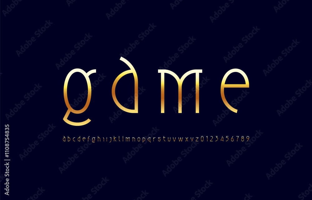 Modern font thin golden alphabet made luxury style, lowercase trendy ...