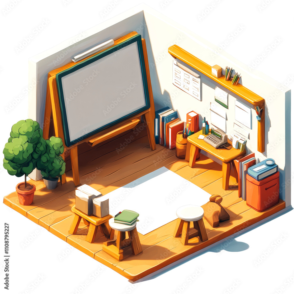 Cozy classroom isometric illustration. Stock Illustration | Adobe Stock