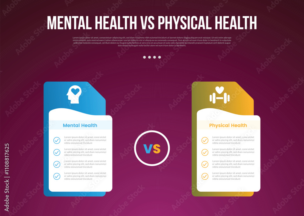 mental health vs physical health infographic for comparison data with ...