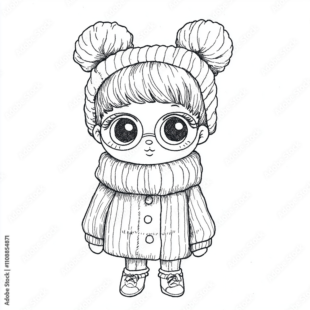 A simple coloring page for a child, simple detail, clean thick lines ...