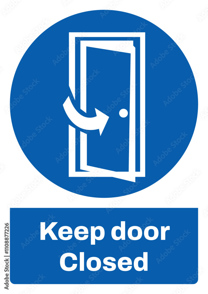 ISO mandatory safety signs sentence case text_keep door closed_portrait ...