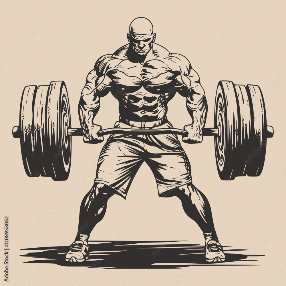 Vintage retro engraving woodcut style sketch draw paint of gym fit ...