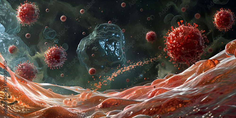 High-resolution medical visualization of HIV and influenza viral structures comparing their ...