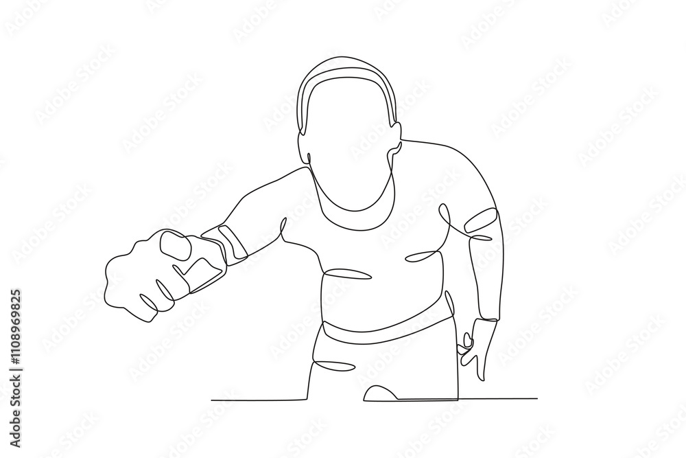 Single continuous line drawing of Angry man pointing. Dynamic single ...