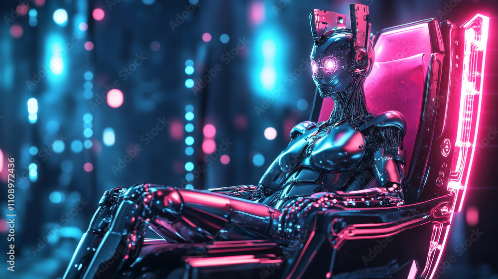 Ilustración de Stock AI or artificial intelligence in image female ...