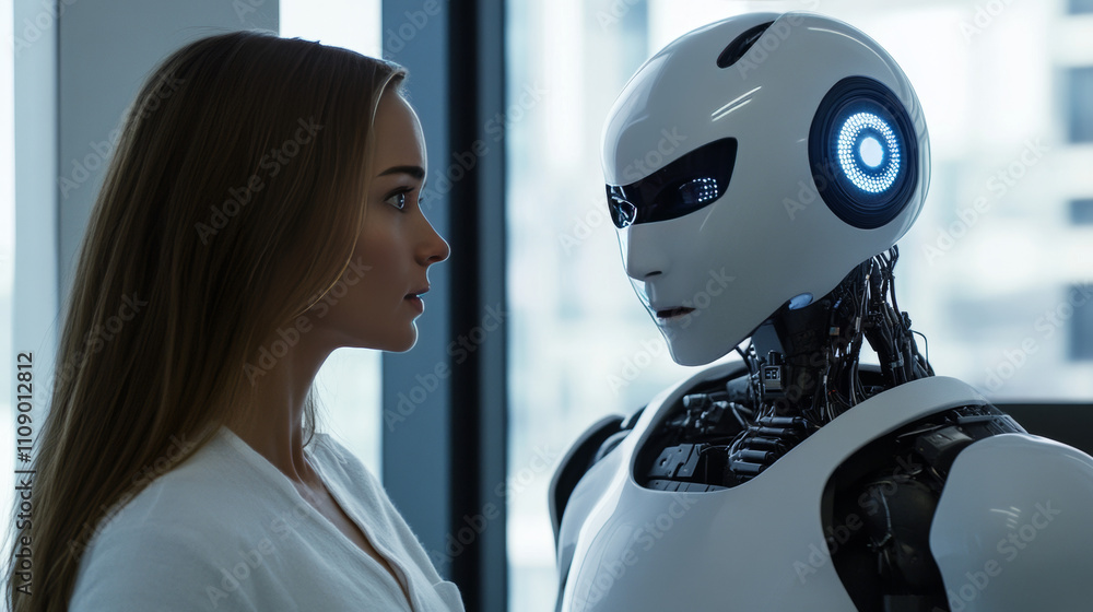 Artificial intelligence destroy humanity. Robot removes the ...