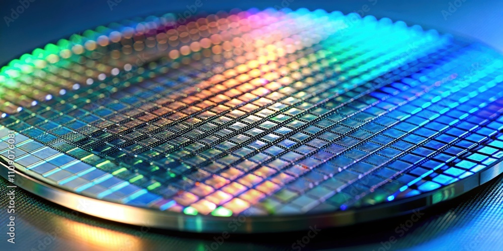 Silicon wafer with semiconductors, silicon, wafer, semiconductor ...