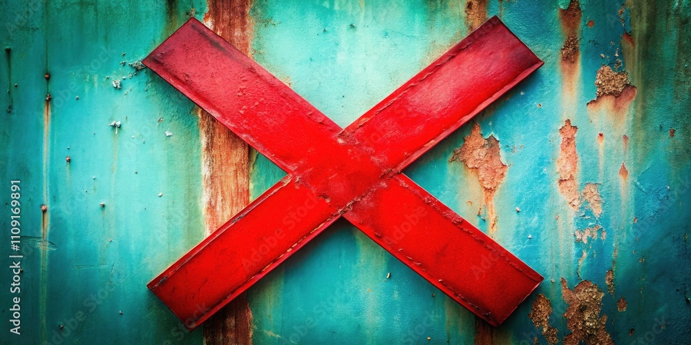 Vintage Red X Sign: No Entry, Stop Symbol, Prohibition Mark, Cross Sign ...