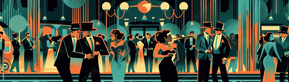 Jazz Age: Roaring twenties colors like art deco gold, speakeasy black ...