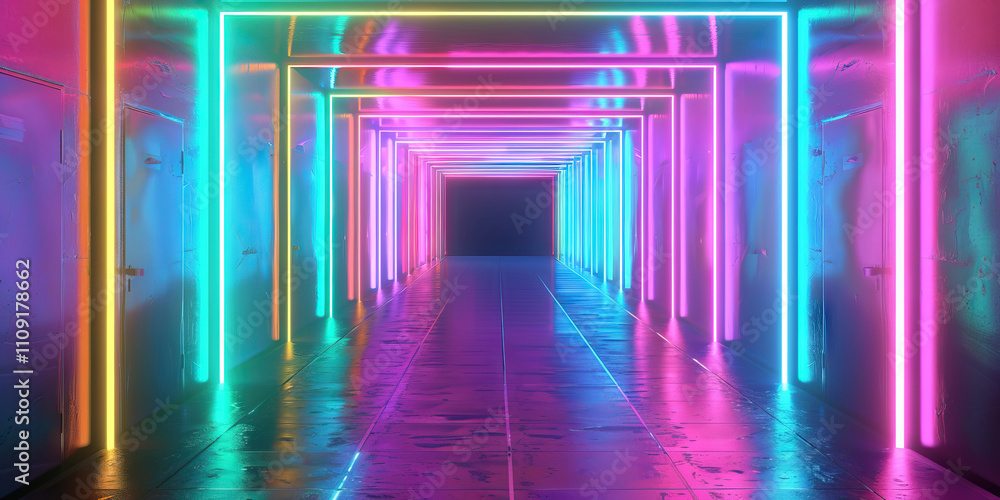 Foto de Stock 80s Neon Glow: Neon colors like electric blue, hot pink ...