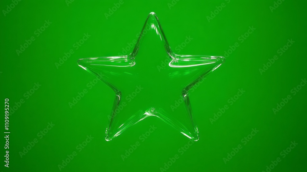 Glossy translucent flowing star isolated on green screen chroma key ...
